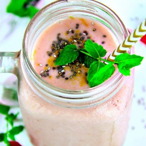 Raspberry-Banana, frozen smoothie - Sandra's Easy Cooking