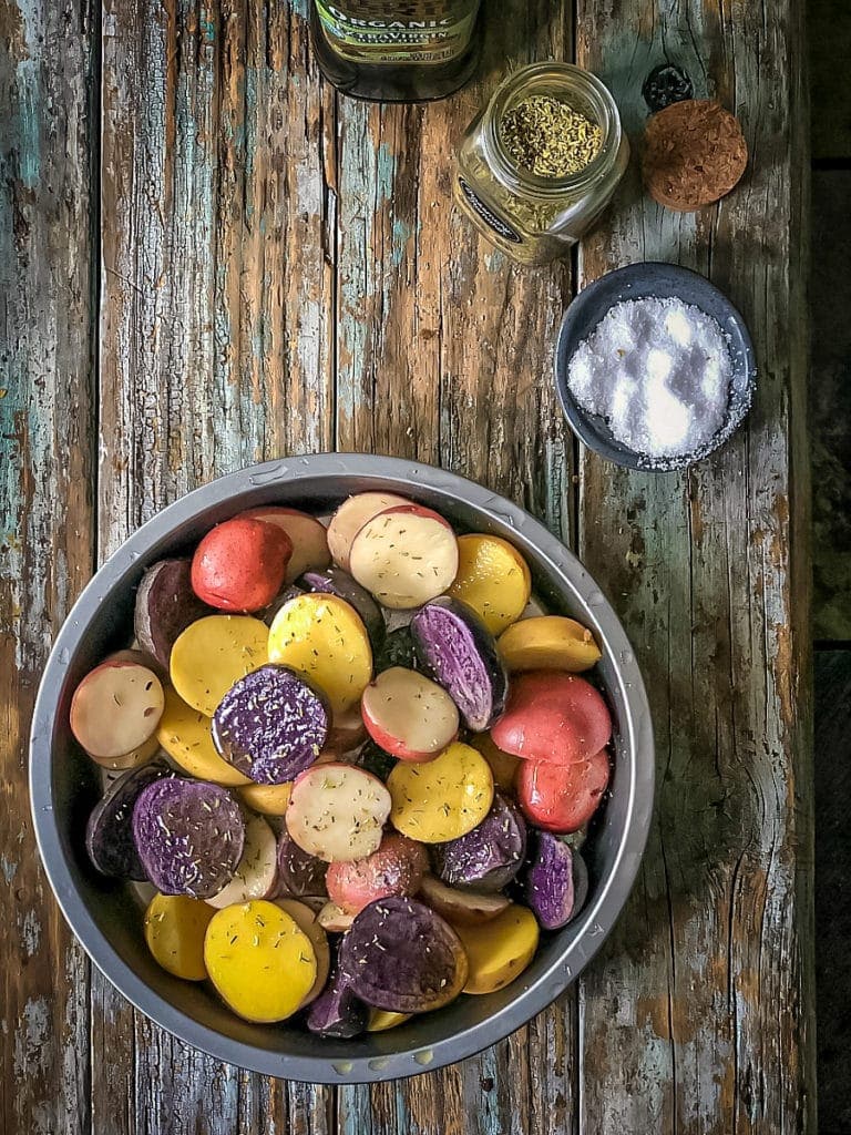 Air Fryer Rainbow Potatoes with Rosemary • Sandra's Easy Cooking