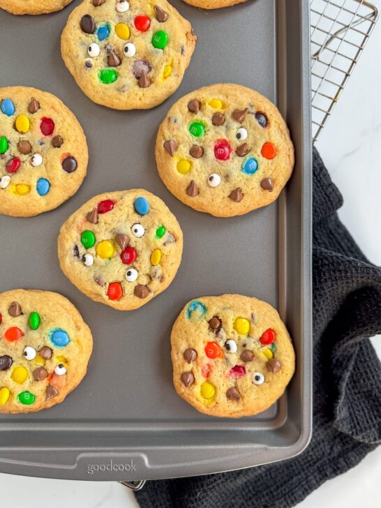 M&M’s and Chocolate Chip Monster Cookies - Sandra's Easy Cooking