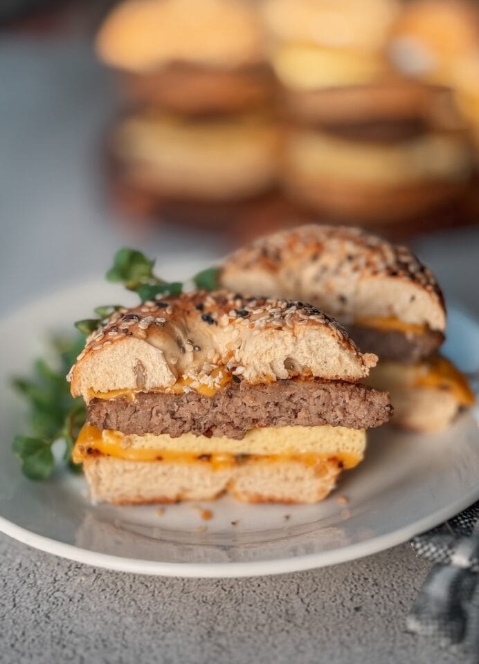 Freezer-Friendly Bagel Breakfast Sandwiches • Sandra's Easy Cooking