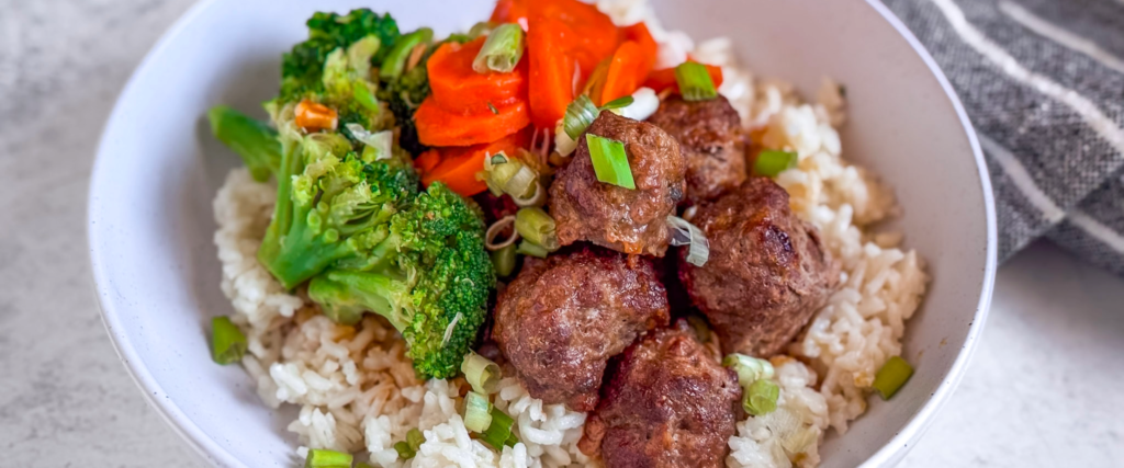 Weeknight Meatball Rice Bowl • Sandra's Easy Cooking