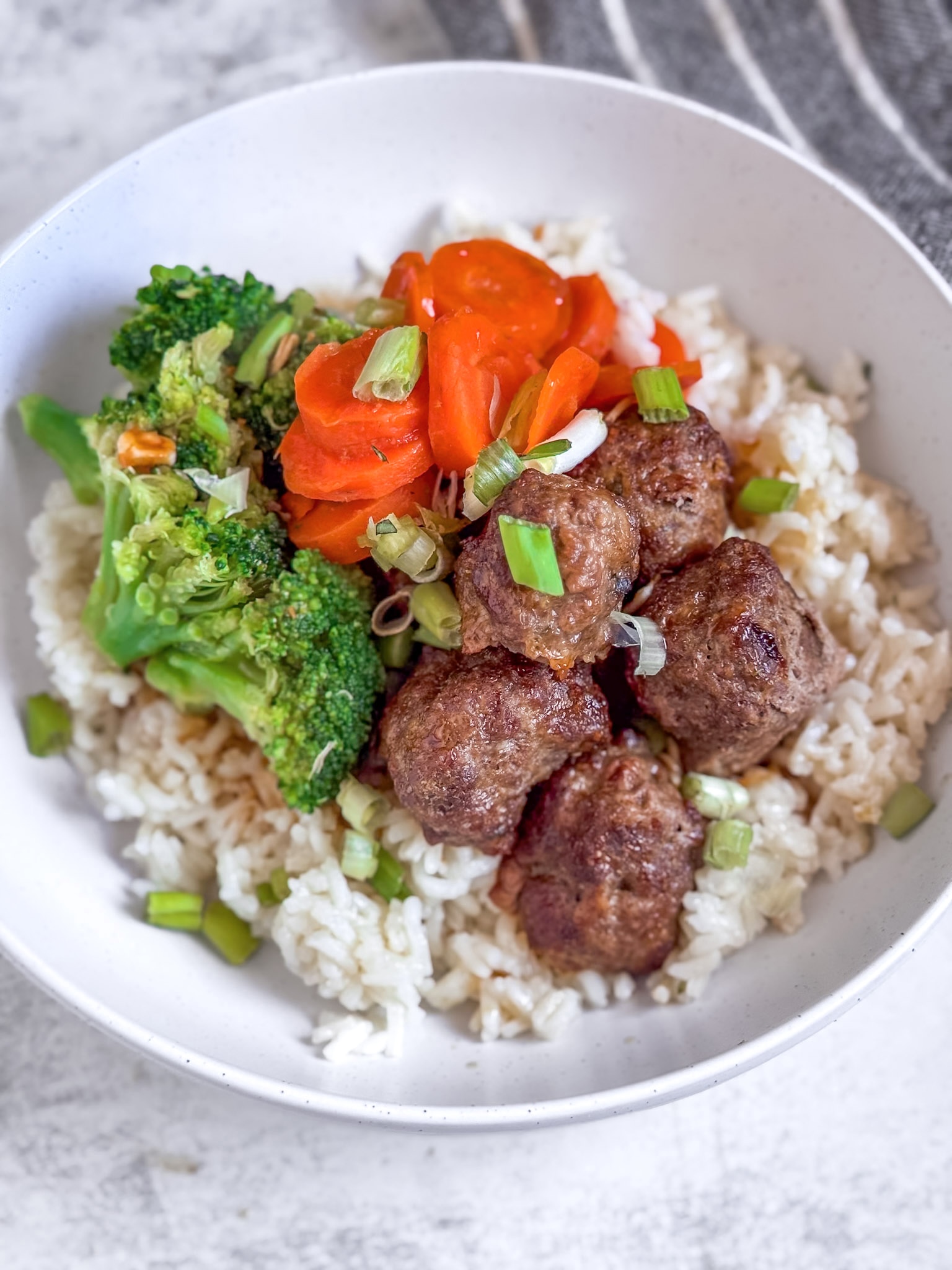 Weeknight Meatball Rice Bowl • Sandra's Easy Cooking